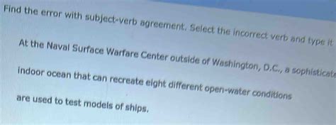 solved find the error with subject verb agreement select the