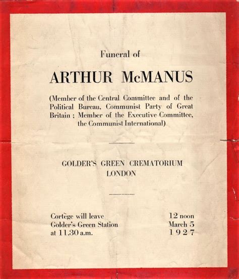 ‘arthur Macmanus By Jt Murphy From Communist International Vol 4 No 5 March 30 1927