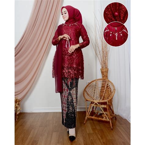 Jual Satu Set Kebaya Selendang Putri Kebaya Modern Set Kebaya Selendang Kebaya Wisuda Shopee