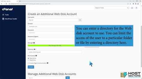 How To Create An Additional Web Disk Account In Cpanel With Hostsectors Youtube