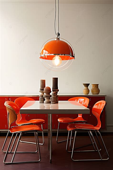 6개의 의자가 있는 주황색 원형 테이블 배경 배경 화면 및 일러스트 무료 다운로드 Pngtree