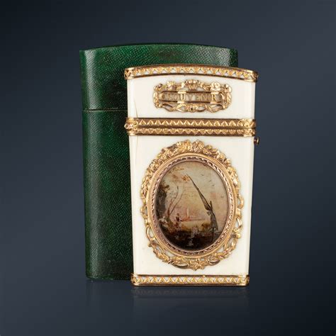 Proantic A 18th Century Ivory Gold Mounted Tablet Case Paris 1778 1