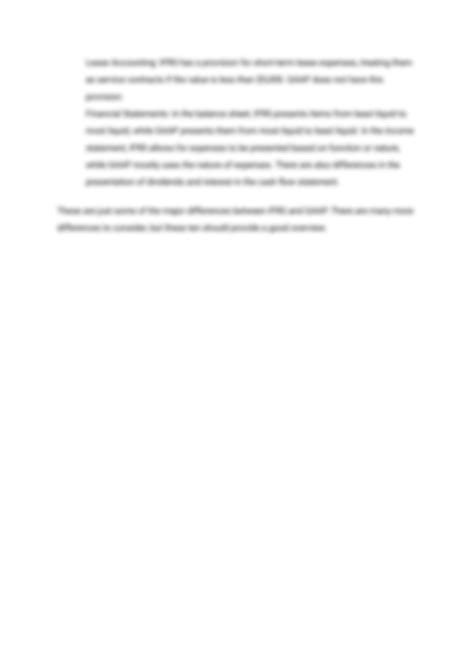 SOLUTION Major Differences Between Ifrs And Gaap Studypool