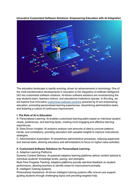 Ppt Innovative Customized Software Solutions Empowering Education With Ai Integration