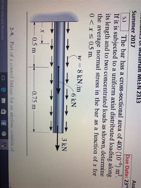 Solved The Bar Has A Cross Sectional Area Of 400 10 6