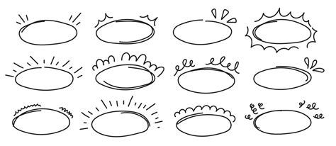 Doodle Circle Brackets For Quotation With Sparkle Ray Elements Drawn