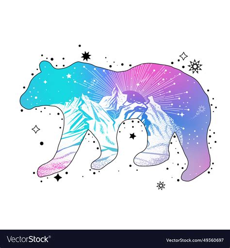 Double Exposure Bear Royalty Free Vector Image