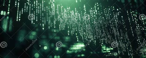 Digital Matrix Background With Glowing Green Binary Code Streams In Dark Abstract Tech Landscape