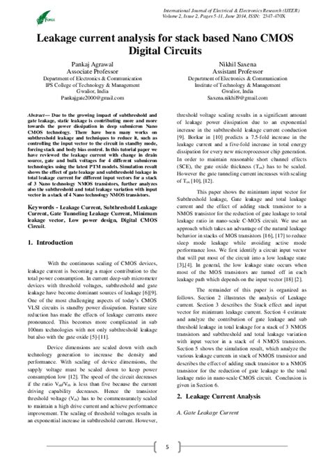 Pdf Leakage Current Analysis For Stack Based Nano Cmos Digital Circuits