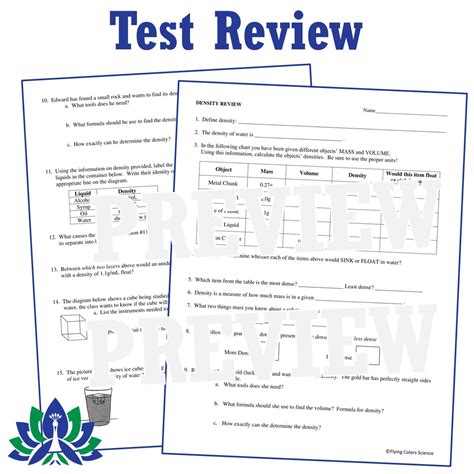 Density Test Flying Colors Science