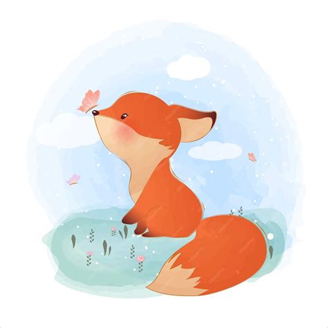 Premium Vector Cute Little Fox Illustration