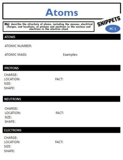 RC Atoms Snippett By SNL Curriculum TPT