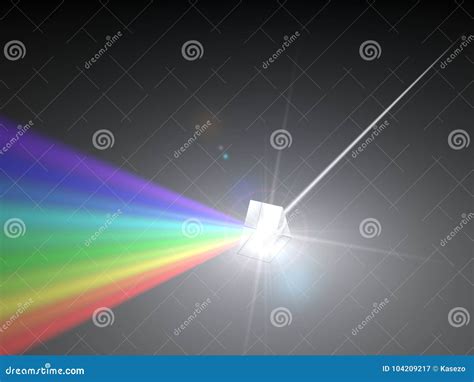 White Light Ray Dispersing To Other Color Light Rays Via Prism D Illustration Stock