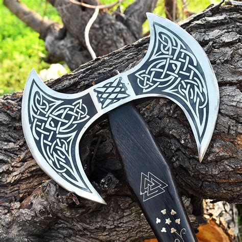 Medieval Warrior Double Headed Battle Axe With Leather Sheath Labrys