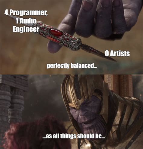 Сomics Meme 4 Programmer 1 Audio Engineer 0 Artists Perfectly