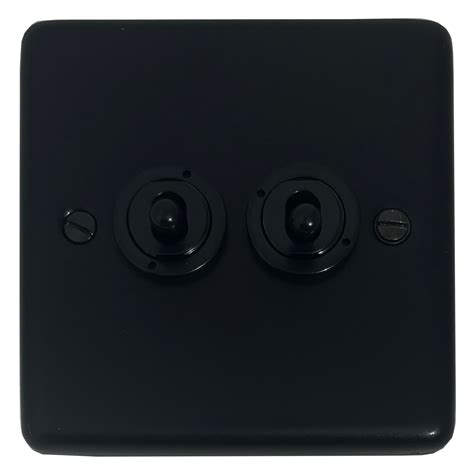 G H Matt Black Toggle Switch 2 Gang