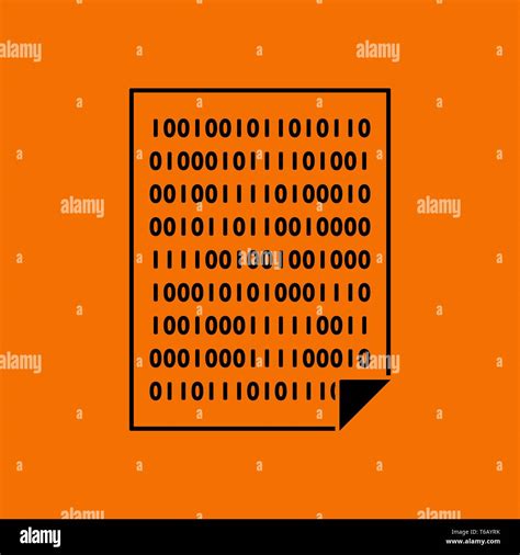 Sheet With Binary Code Icon Black On Orange Background Vector