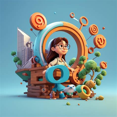 Premium Photo Seo Optimization 3d Render Cartoon Illustration