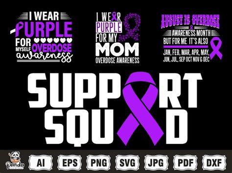 Overdose Awareness Svg Png Bundle Overdose Purple Ribbon Drug