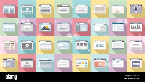 Browser Icons Set Flat Vector Computer Window Stock Vector Image And Art Alamy