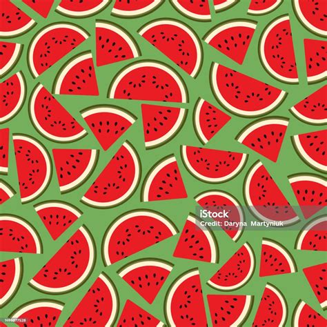 수박 벡터 패턴입니다 빨간 수박 슬라이스 디자인 원활한 패턴 벽지 배경 벡터 여름 예술입니다 건강한 생활방식에 대한 스톡 벡터 아트 및 기타 이미지 Istock