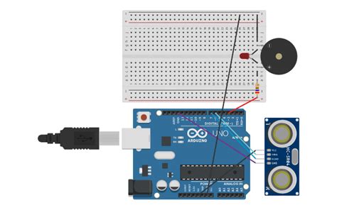 Circuit Design Distance Sensor Tinkercad