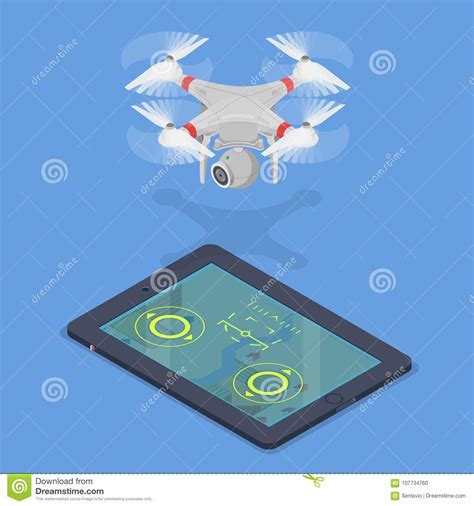Tablet And Quadcopter Vector Drone Control Concept Colored Icon 300623490