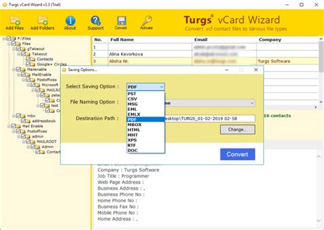 Convert VCard To PDF File Format In Bulk