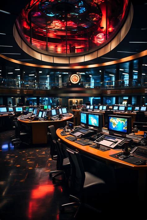 Room Filled With Lots Of Computer Monitors And Lot Of Monitors Generative Ai Stock Illustration