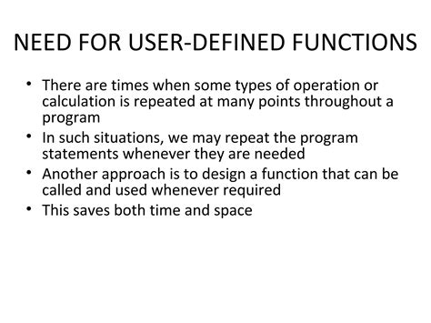 User Defined Functions In C Programmig Ppt