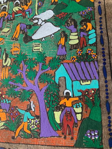Amate Bark Painting Community Scene Mexico Art Beautiful 12x16