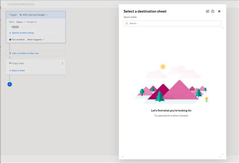 Why Is My Destination Sheet Not Showing For Copying A Row In A Workflow Smartsheet Community