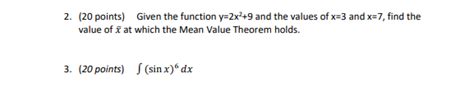 solved 2 given the function y 2x2 9 and the values of x 3