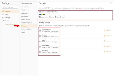 How To View Mailbox Size In OWA Isoc Net