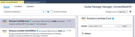 Create Aws Lambda Function To Connect Amazon Redshift With C Sharp In
