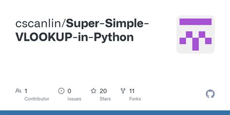 Github Cscanlinsuper Simple Vlookup In Python