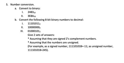 Solved 5 Number Conversion A Convert To Binary I 248310