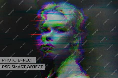 グリッチ写真効果デザイン 無料のpsdファイル