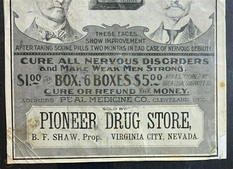 Sex Ine Pills Advertisement Pioneer Drug Store Virginia City Nevada