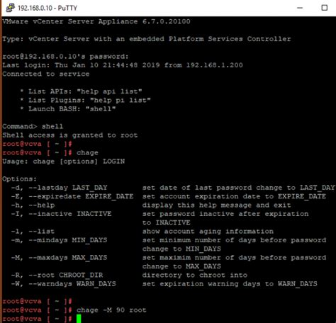 Passwort für vCenter Server Appliance vCSA 6 7 zurücksetzen Gültigkeitsdauer konfigurieren