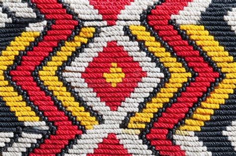 Colorful African Tribal Beadwork Forming A Traditional Geometric