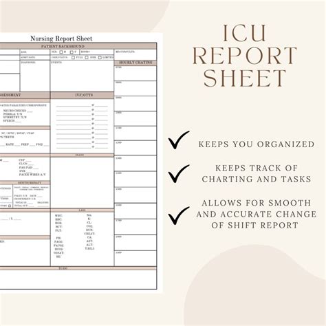 Icu Nurse Report Sheet Icu Report Sheet With Hourly Etsy Australia
