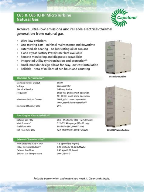 C65 Capstone Micro Turbine Pdf Gas Turbine Natural Gas