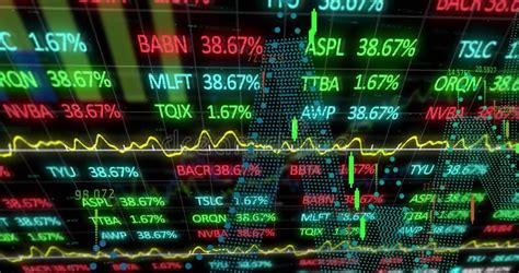 Colorful Stock Market Data With Various Ticker Symbols And Fluctuating