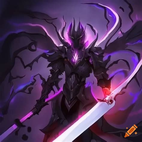 Anime Style Void Knight With Dark Flames And Sword On Craiyon