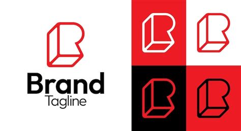 3d 편지 R 로고 프리미엄 벡터