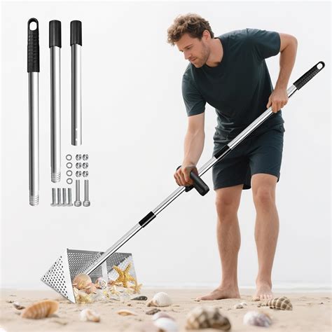 Sand Flea Rake For Beach Detachable 47 Long Handle Sand
