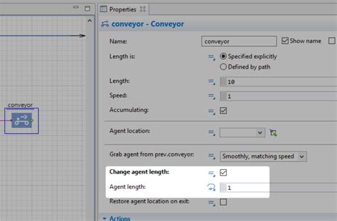 anylogic how to define the size dimension of an agent on a conveyor stack overflow