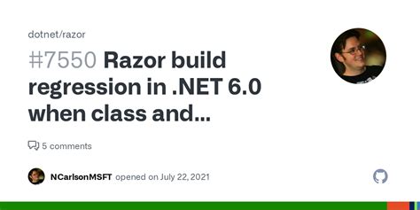 razor build regression in 6 0 when class and namespace have the