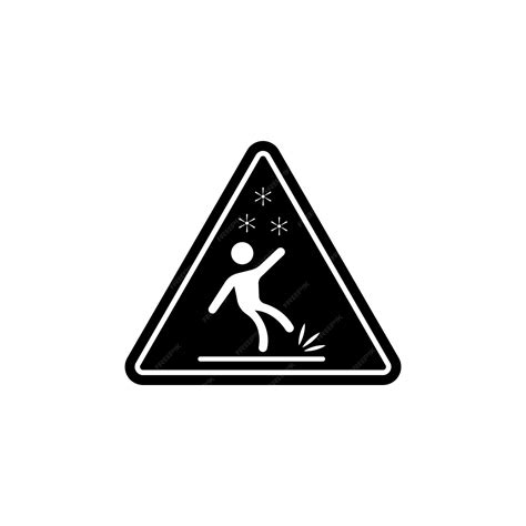 Slippery Ice Sign Icon Set Caution For Icecovered Surfaces And Risk Of